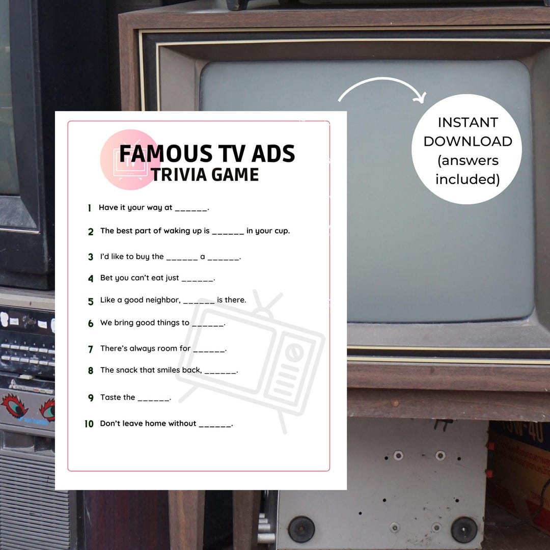 Famous TV Ads Trivia Game | Family Game Night | Games for Seniors ...