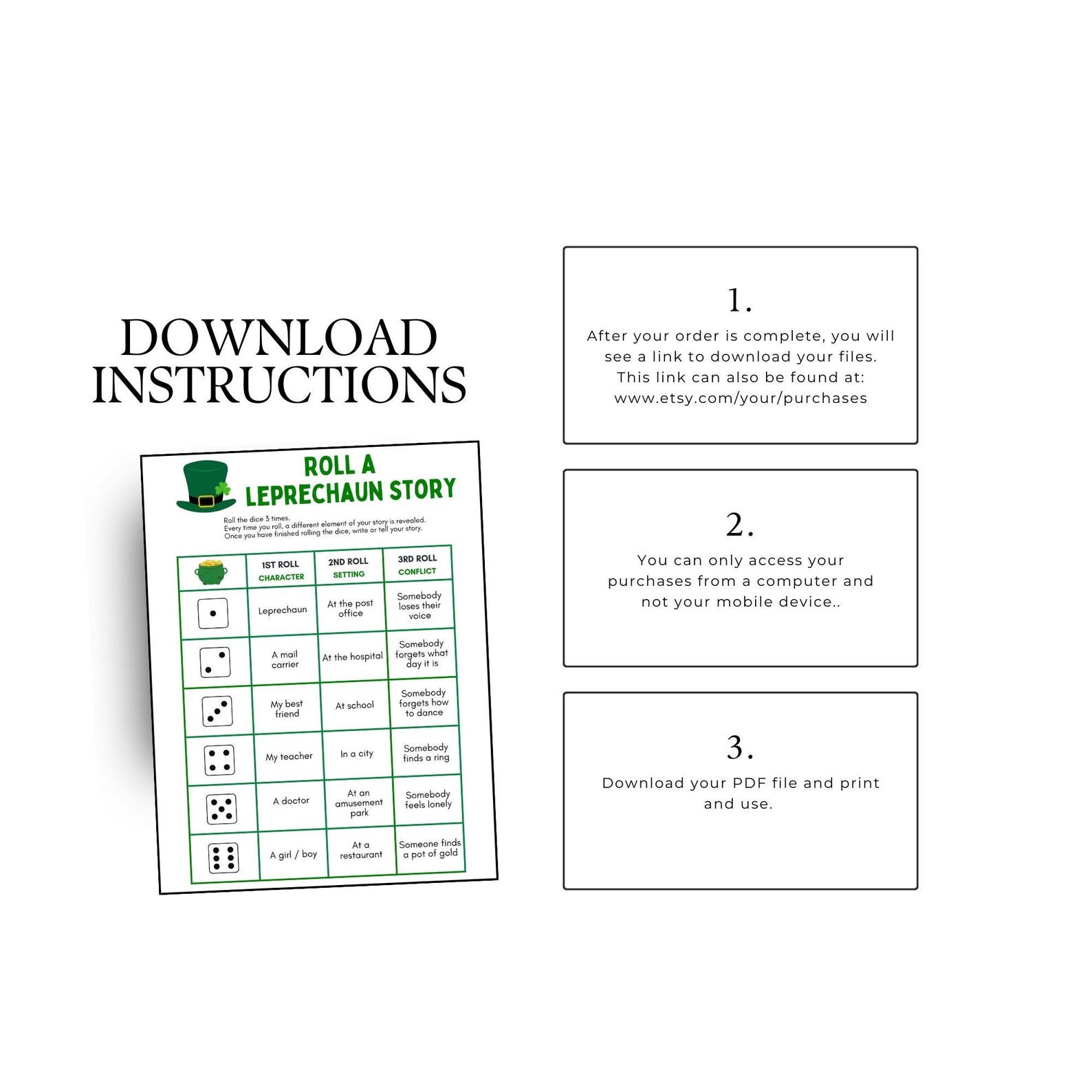 St. Patrick's Day Roll-a-dice Story Game for Kids | Fun Family Activity ...