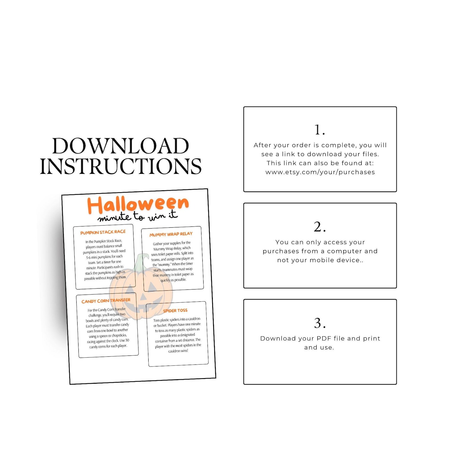 Halloween Minute to Win It Games for Kids | Halloween Party Printable ...