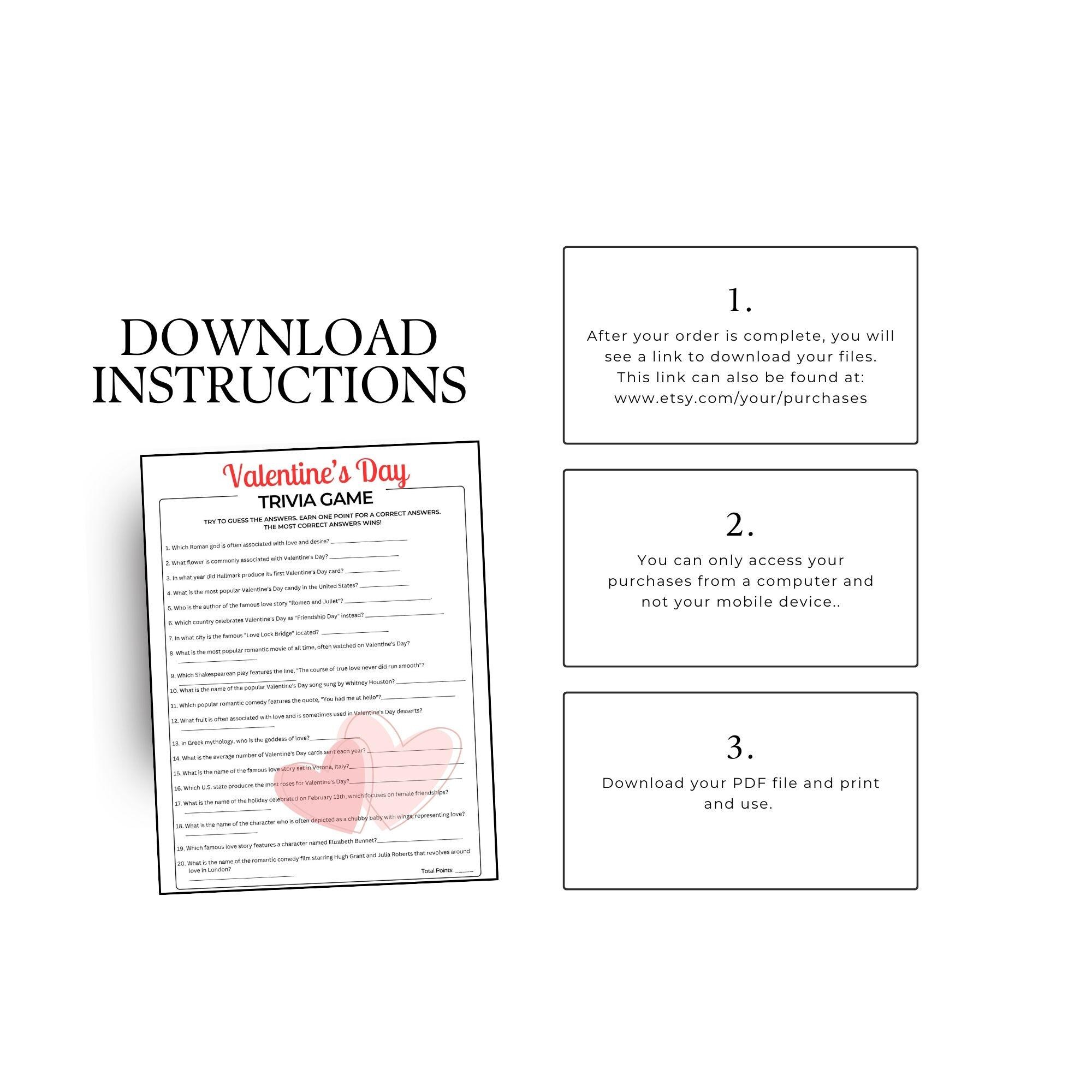 20 Valentine's Day Trivia Questions - Downloadable and Printable Party ...