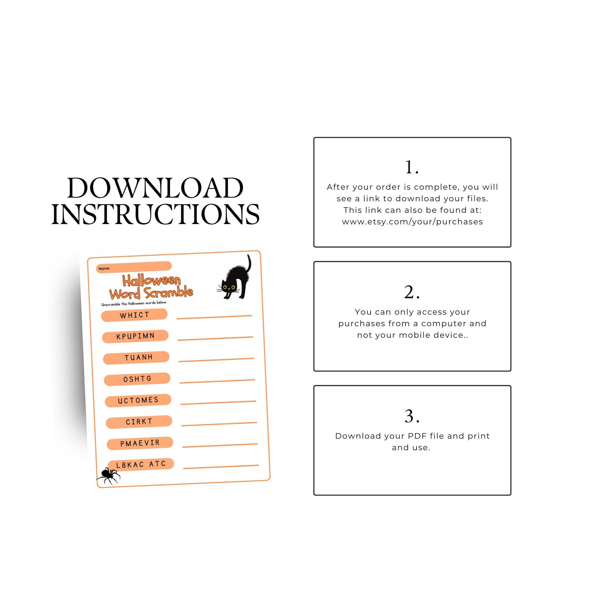 Halloween Word Scramble Activity for Kids -- Printable Fun! - Etsy