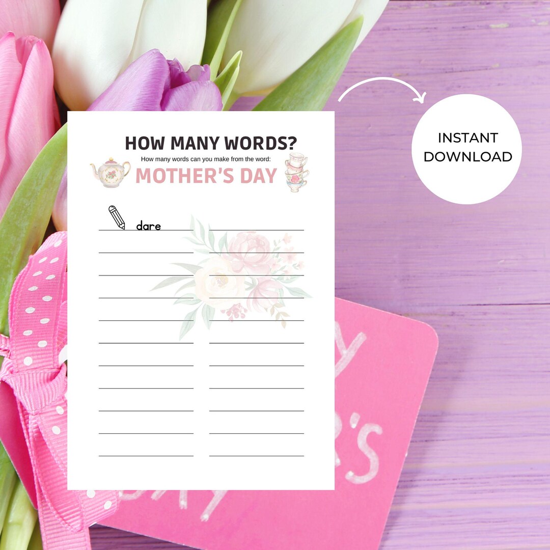 Mother's Day How Many Words Game | Fun Activity for Mother's Day Brunch ...