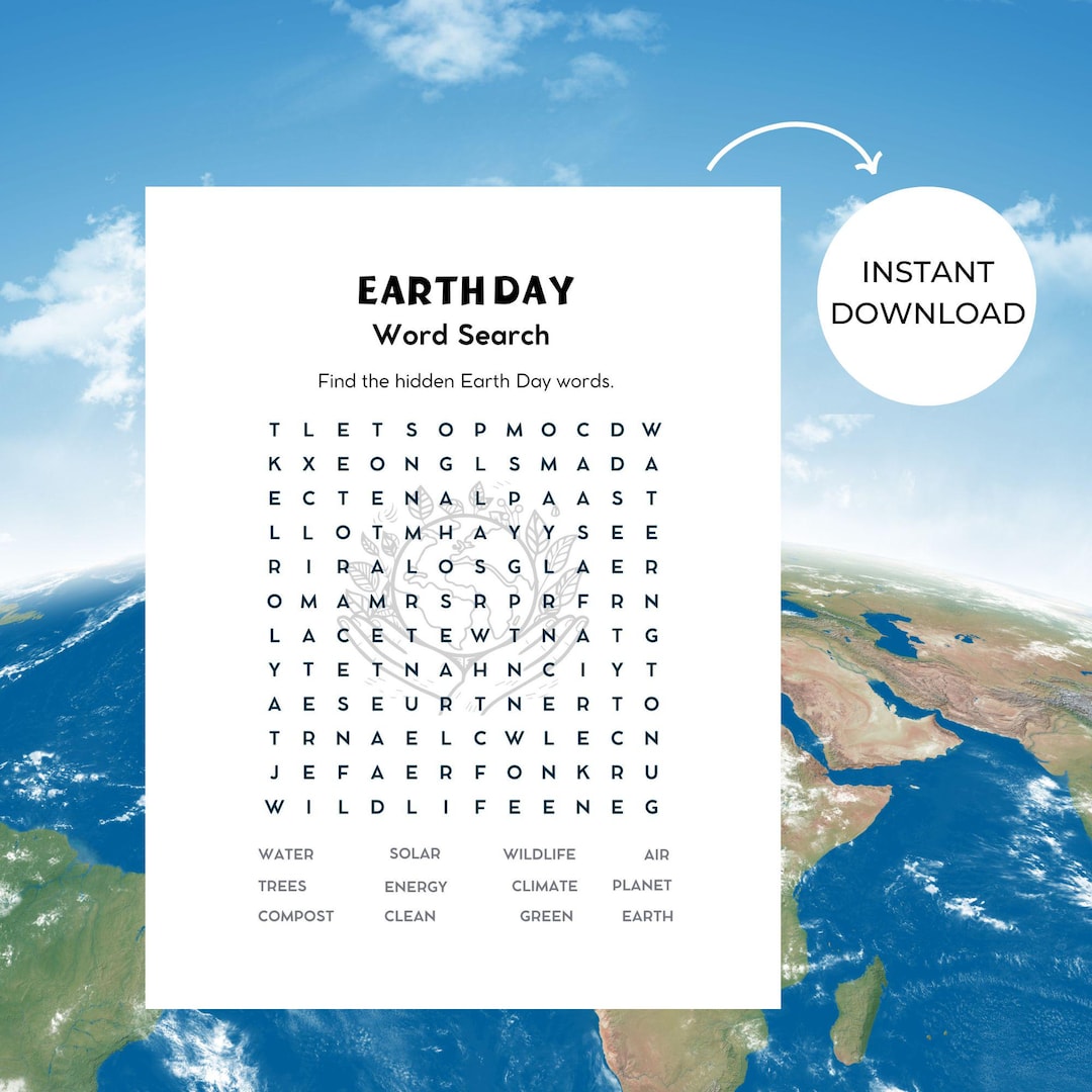 Earth Day Word Search Puzzle for Kids | Fun & Educational Printable ...