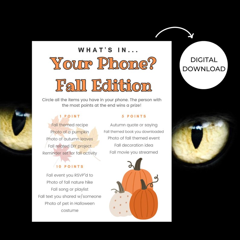 Fall "what's in Your Phone?" Printable Game - Perfect for Autumn ...
