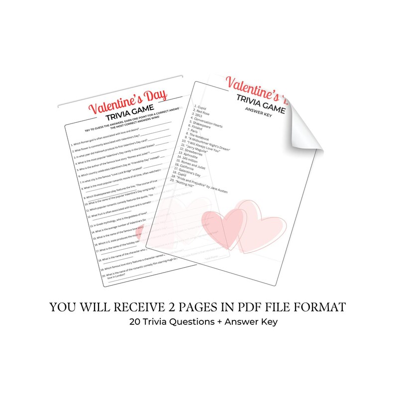 20 Valentine's Day Trivia Questions - Downloadable and Printable Party ...