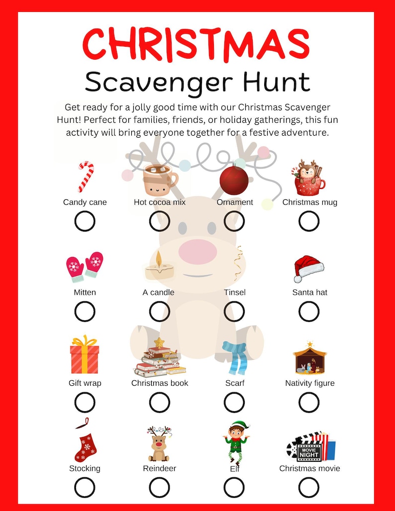 Christmas Scavenger Hunt Printable for Kids - Etsy