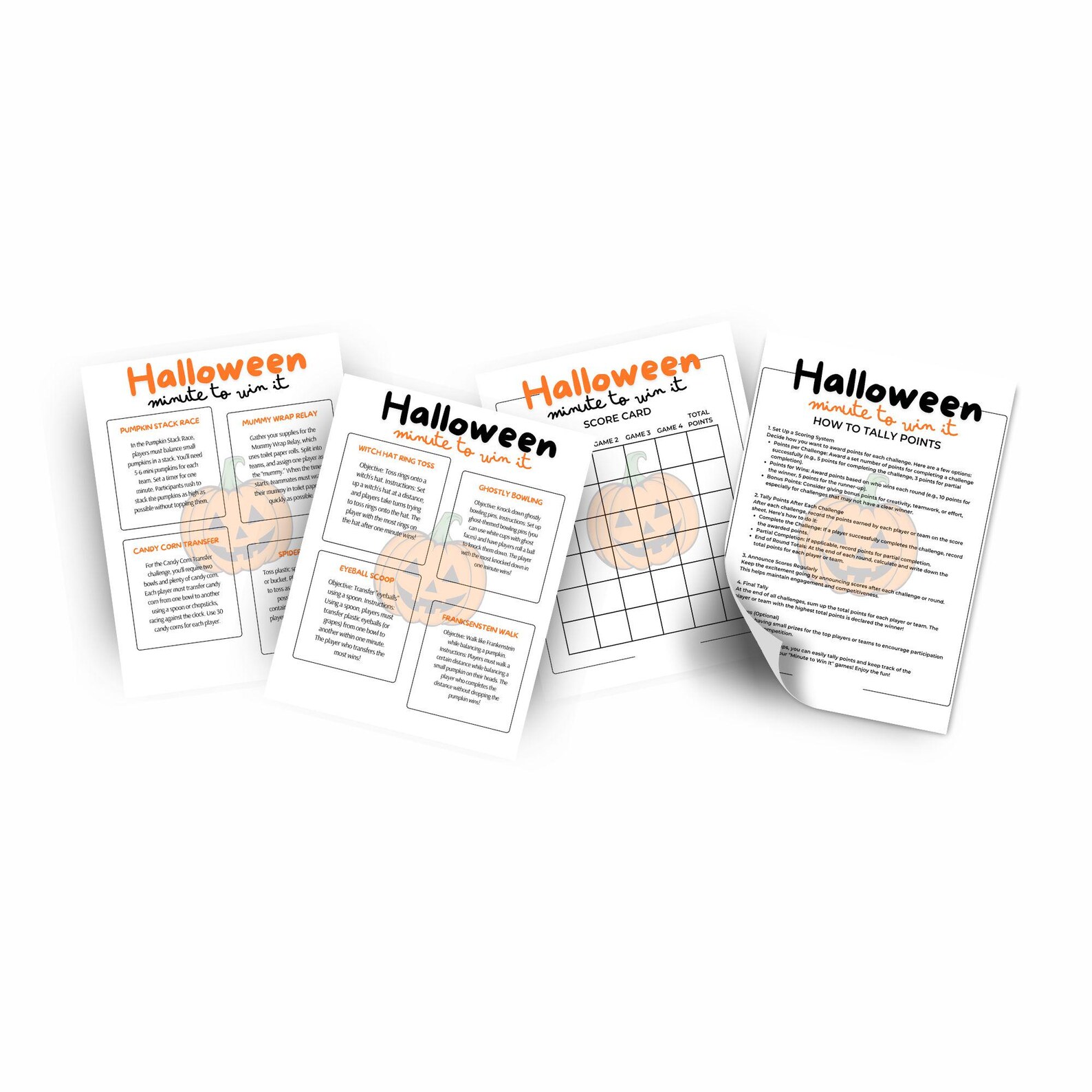 Halloween Minute to Win It Games for Kids | Halloween Party Printable ...