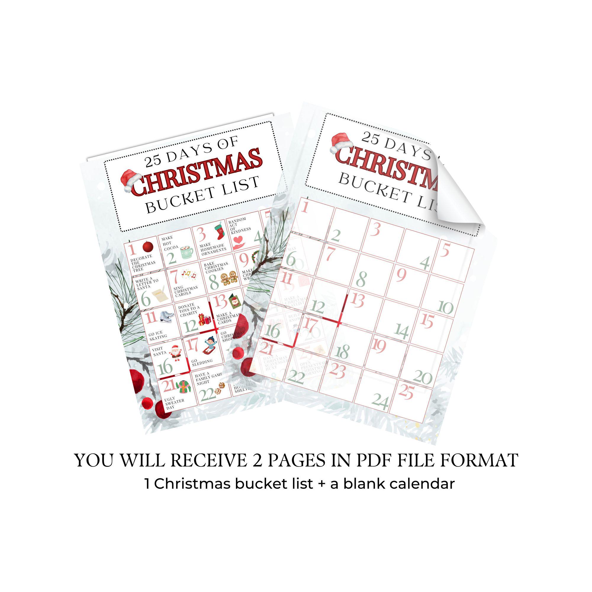 Christmas Bucket List for Kids | Printable Christmas Bucket List for ...