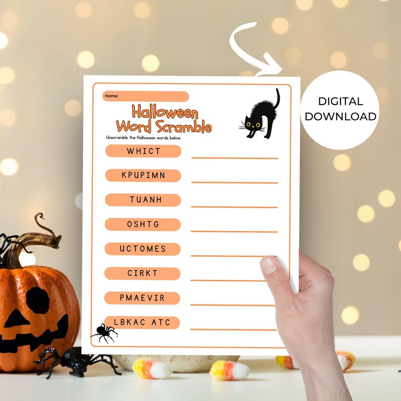 Halloween Word Scramble Activity for Kids -- Printable Fun! - Etsy
