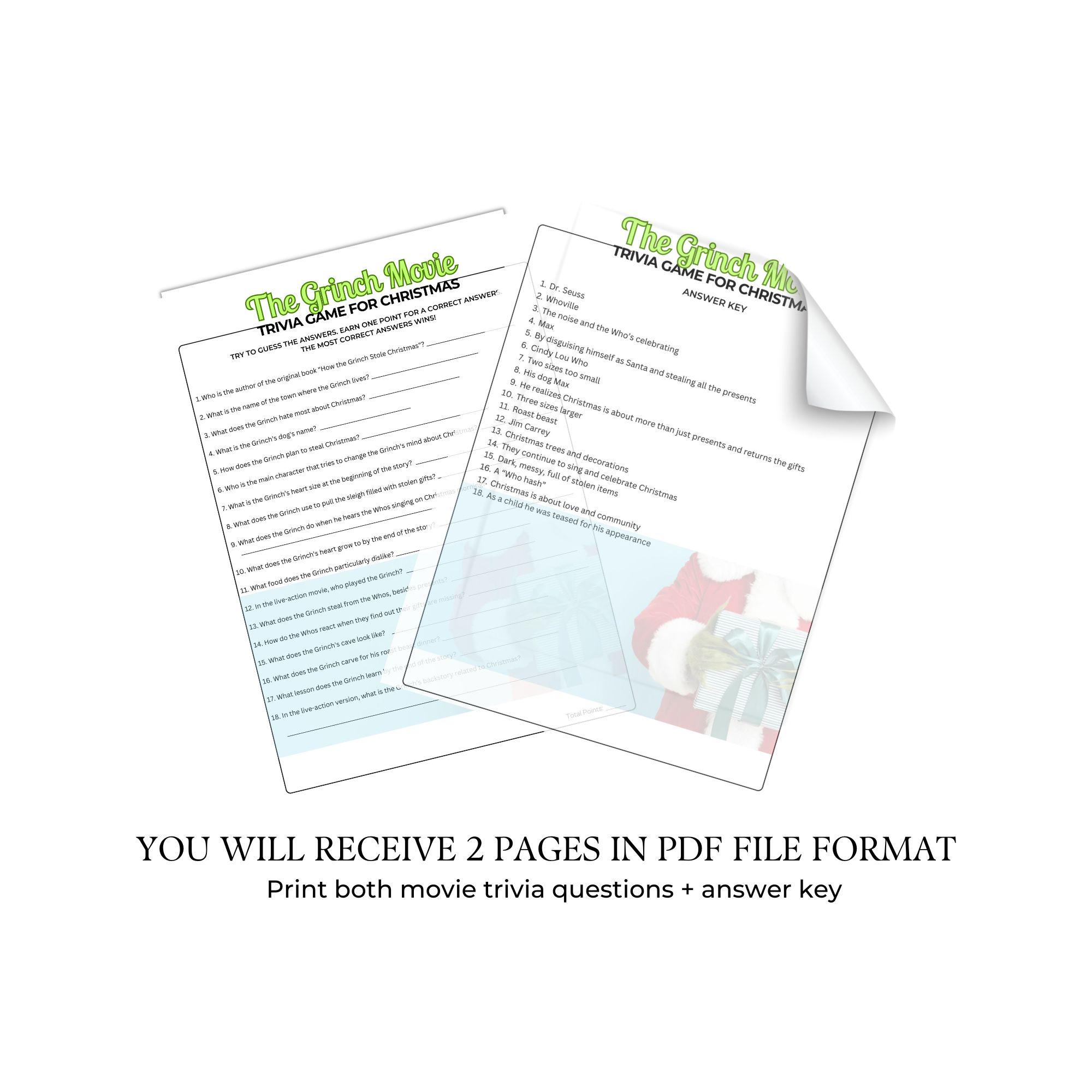 The Grinch Movie Trivia Game | Christmas Movie Trivia for Kids and ...