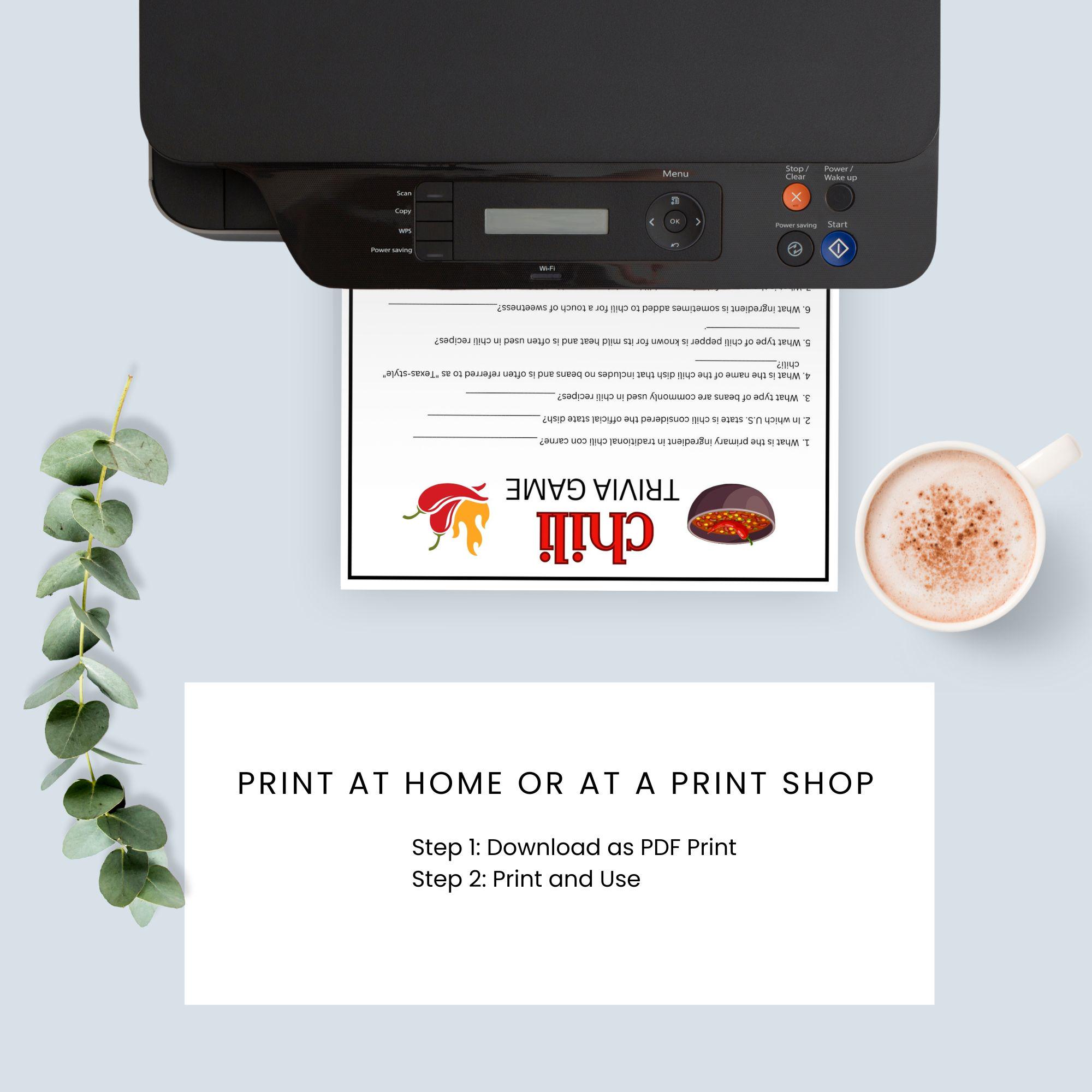 Printable Chili Trivia Game | Fun Quiz for Chili Cook-offs and ...