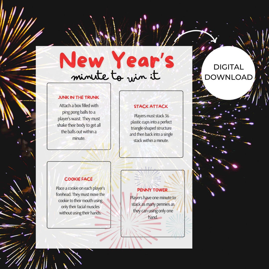 New Year's Printable Minute It to Win It Game | Downloadable New Year's ...