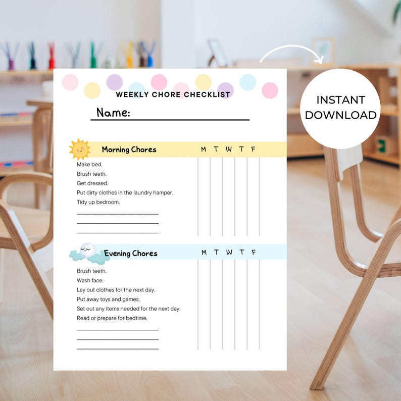 Printable Weekly Chore Chart for Toddlers and Preschoolers | Fun ...