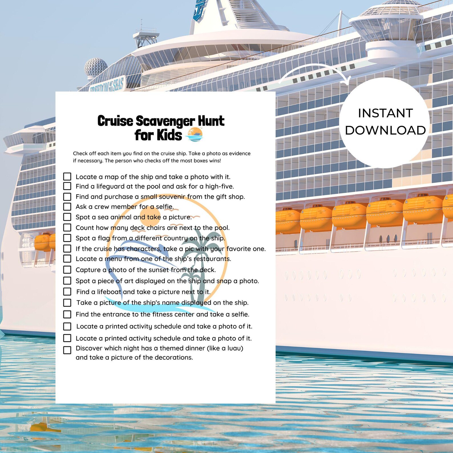 Fun Cruise Ship Scavenger Hunt for Kids | Kids Cruise Activity | Photo ...