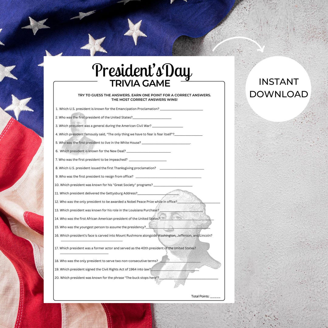 Fun Presidents Day Trivia Game - Educational for Homeschool and ...