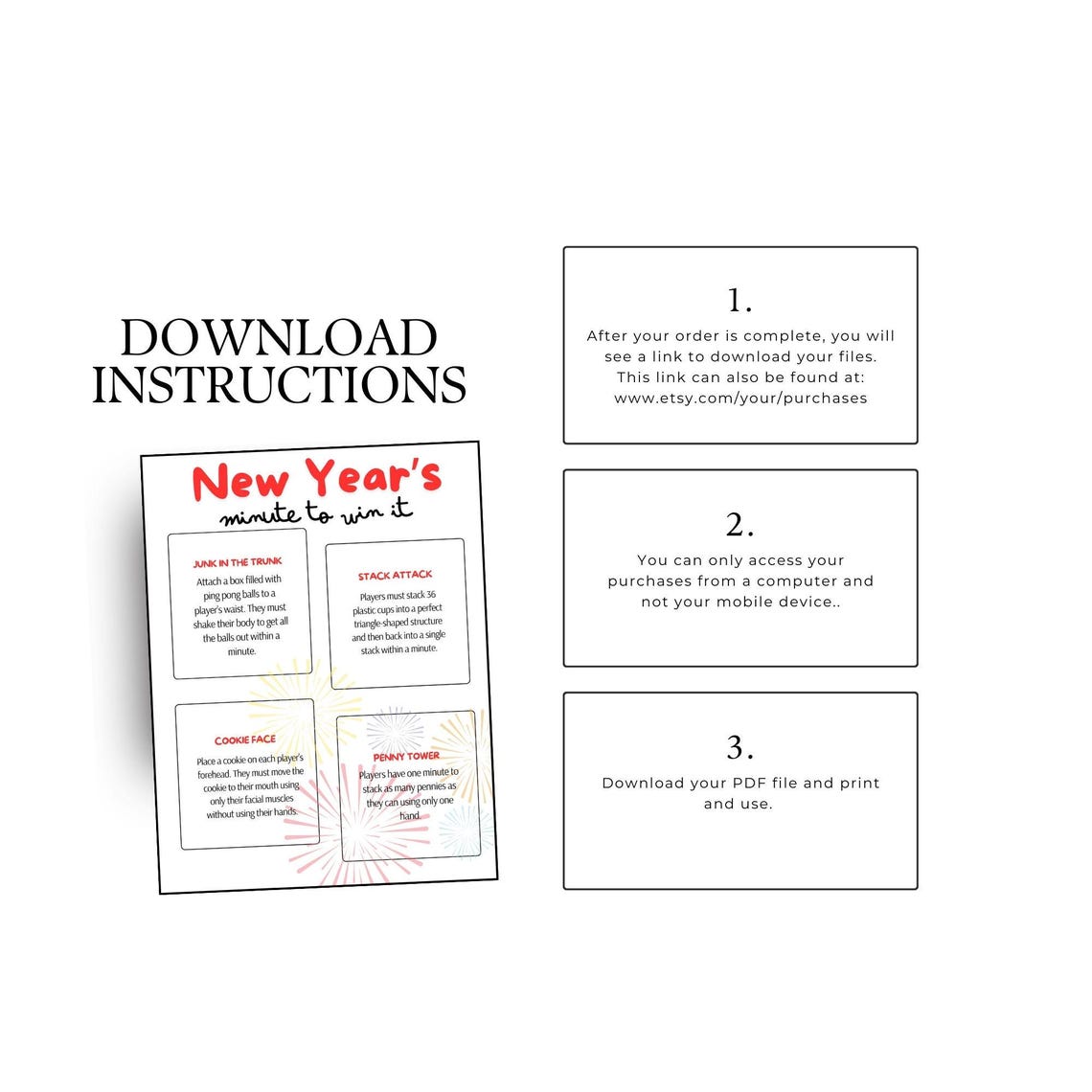 New Year's Printable Minute It to Win It Game | Downloadable New Year's ...