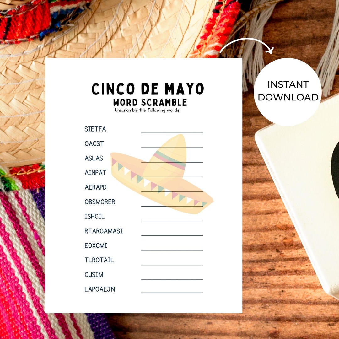 Cinco De Mayo Word Scramble Game for Kids | Fun Printable Activity - Etsy