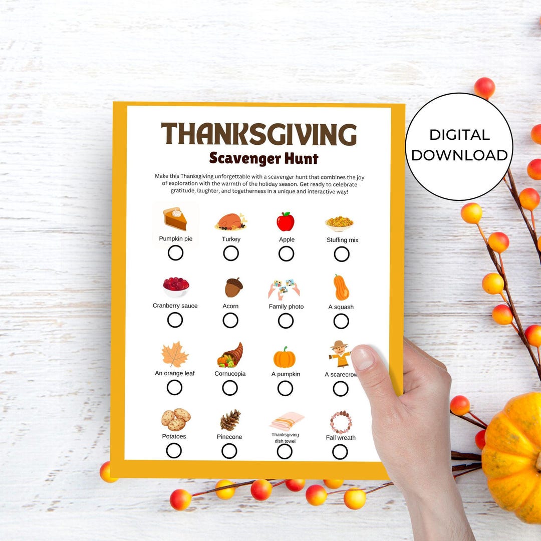 Thanksgiving Scavenger Hunt for Kids | Thanksgiving Party Game - Etsy