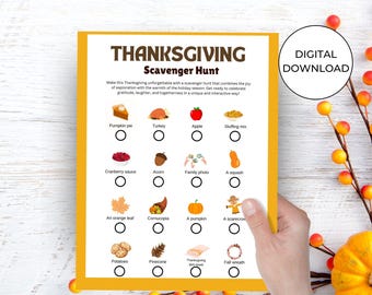 Thanksgiving Scavenger Hunt for Kids | Thanksgiving Party Game - Etsy