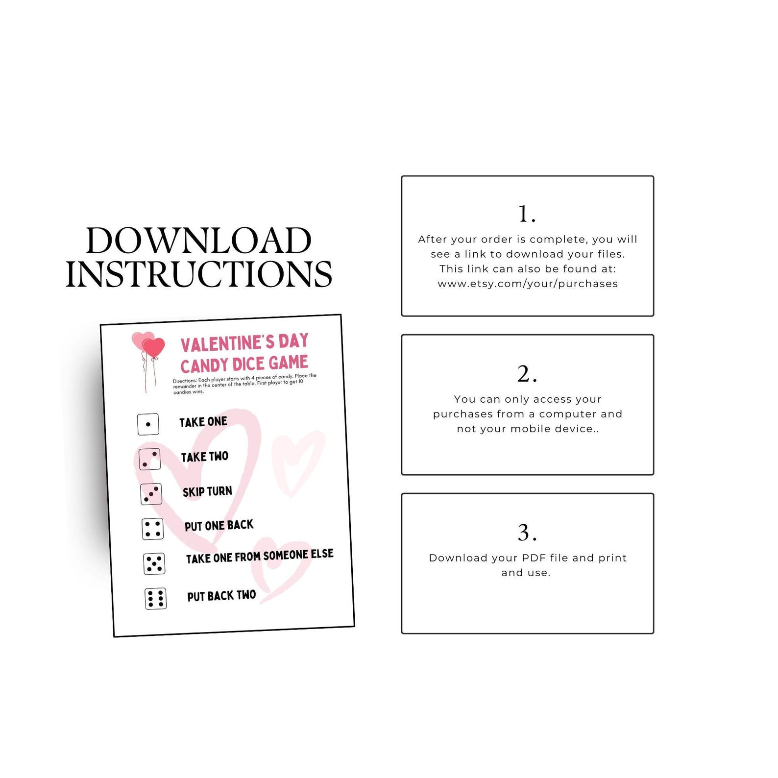 Valentine's Day Candy Dice Game for Kids | Perfect for Parties! - Etsy