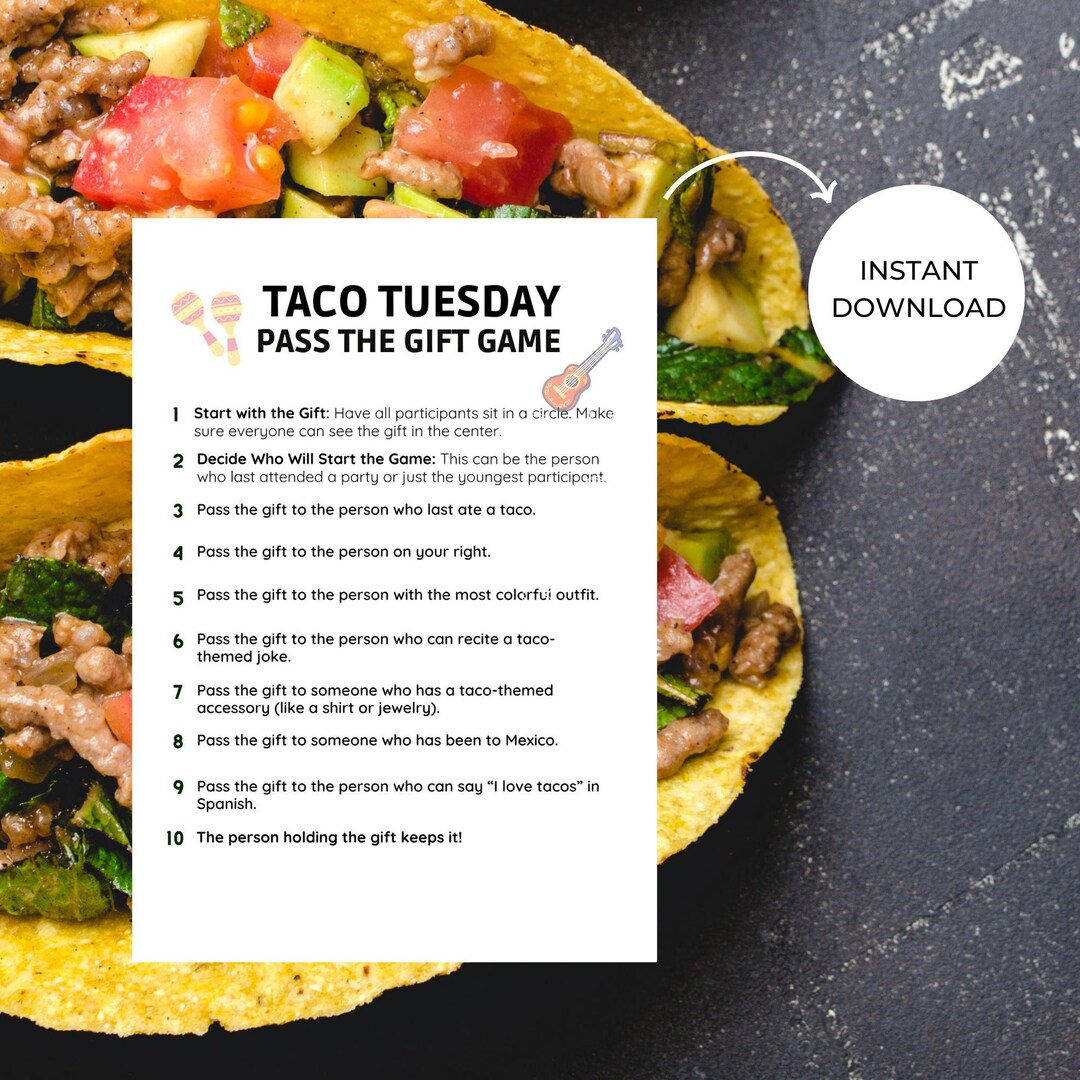Taco Tuesday Pass the Gift Game - Fun Cinco De Mayo or Birthday Party ...