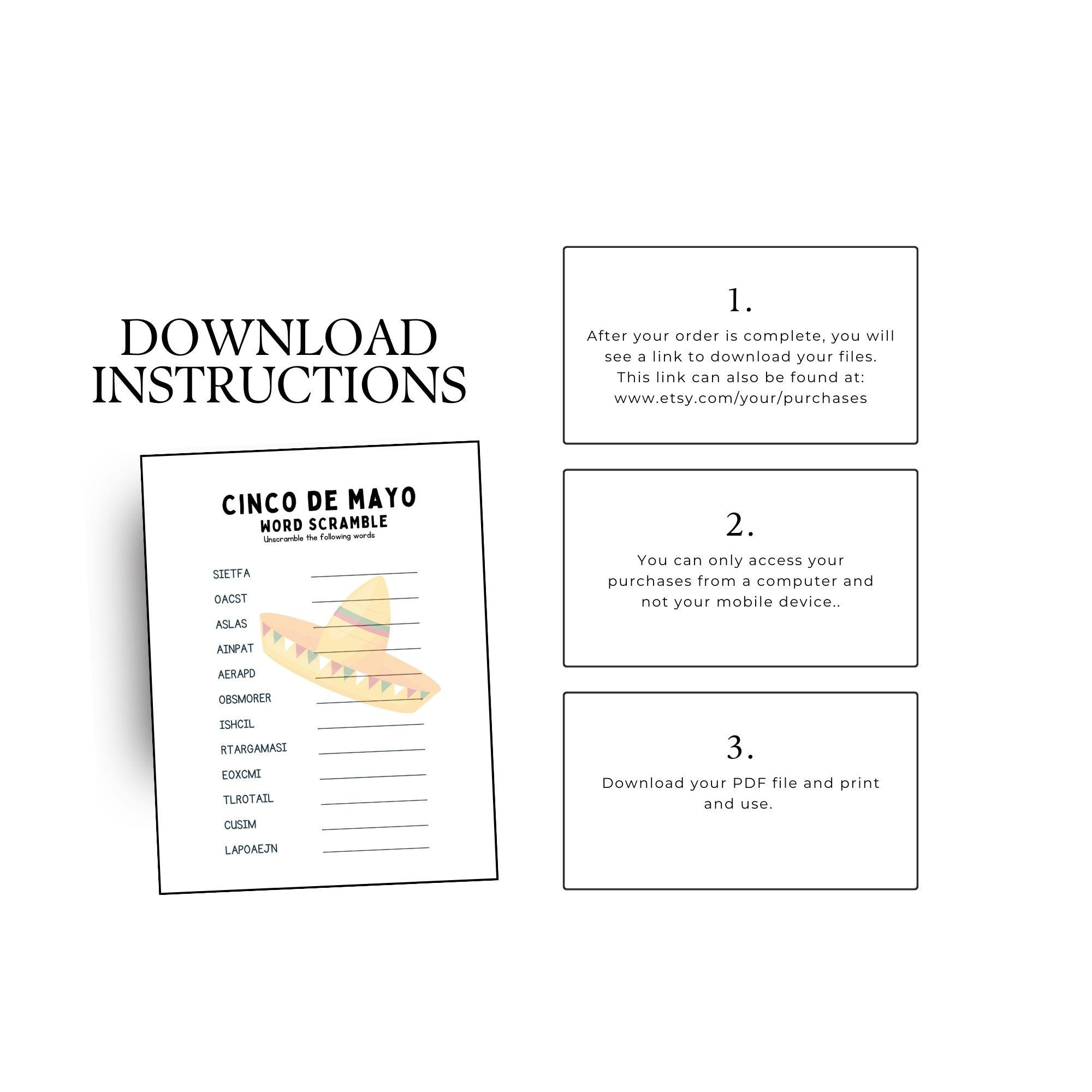 Cinco De Mayo Word Scramble Game for Kids | Fun Printable Activity - Etsy