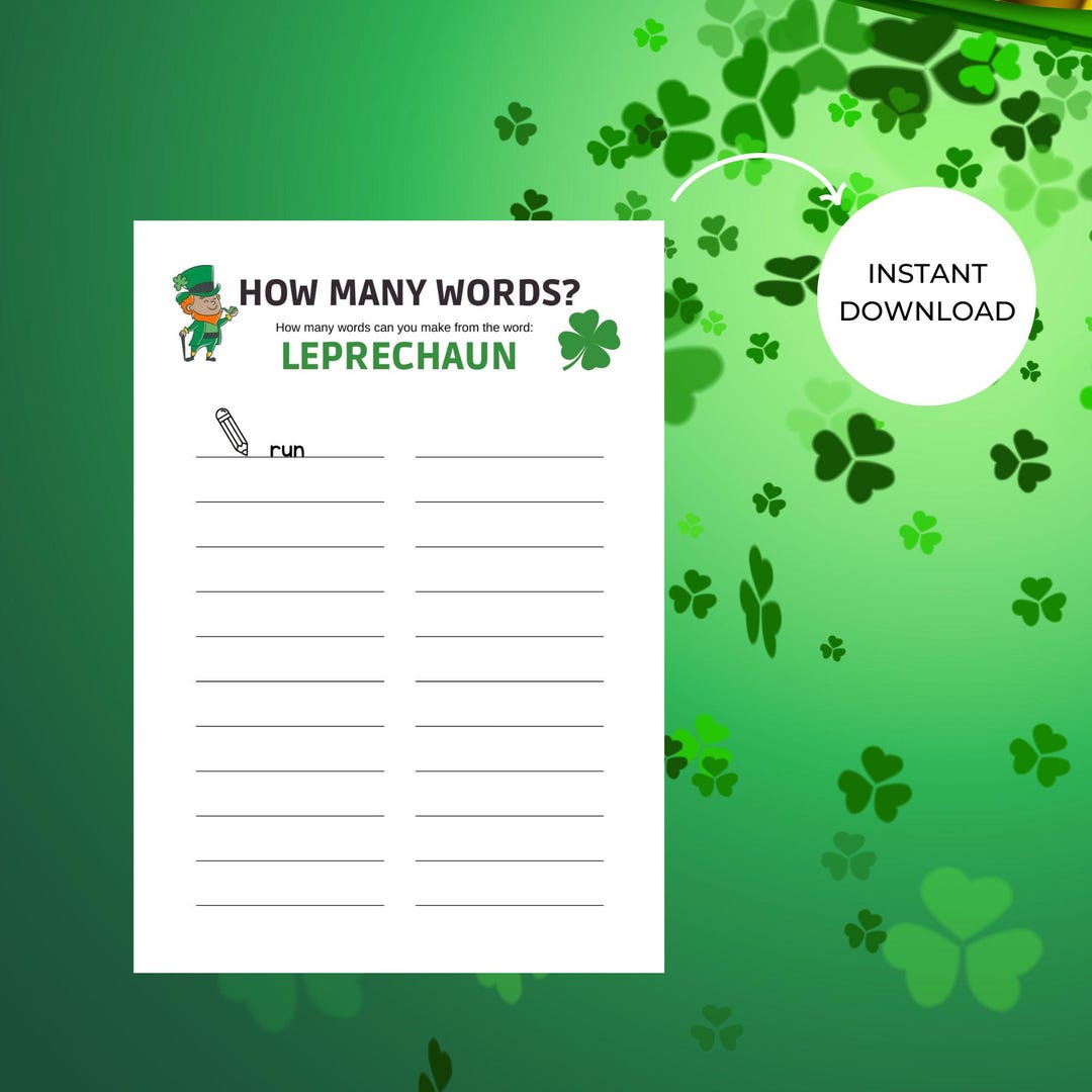 St. Patrick's Day How Many Words Game | Fun Leprechaun Themed Activity ...