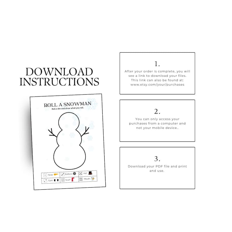 Roll a Snowman Dice Game for Kids - Printable and Downloadable! - Etsy