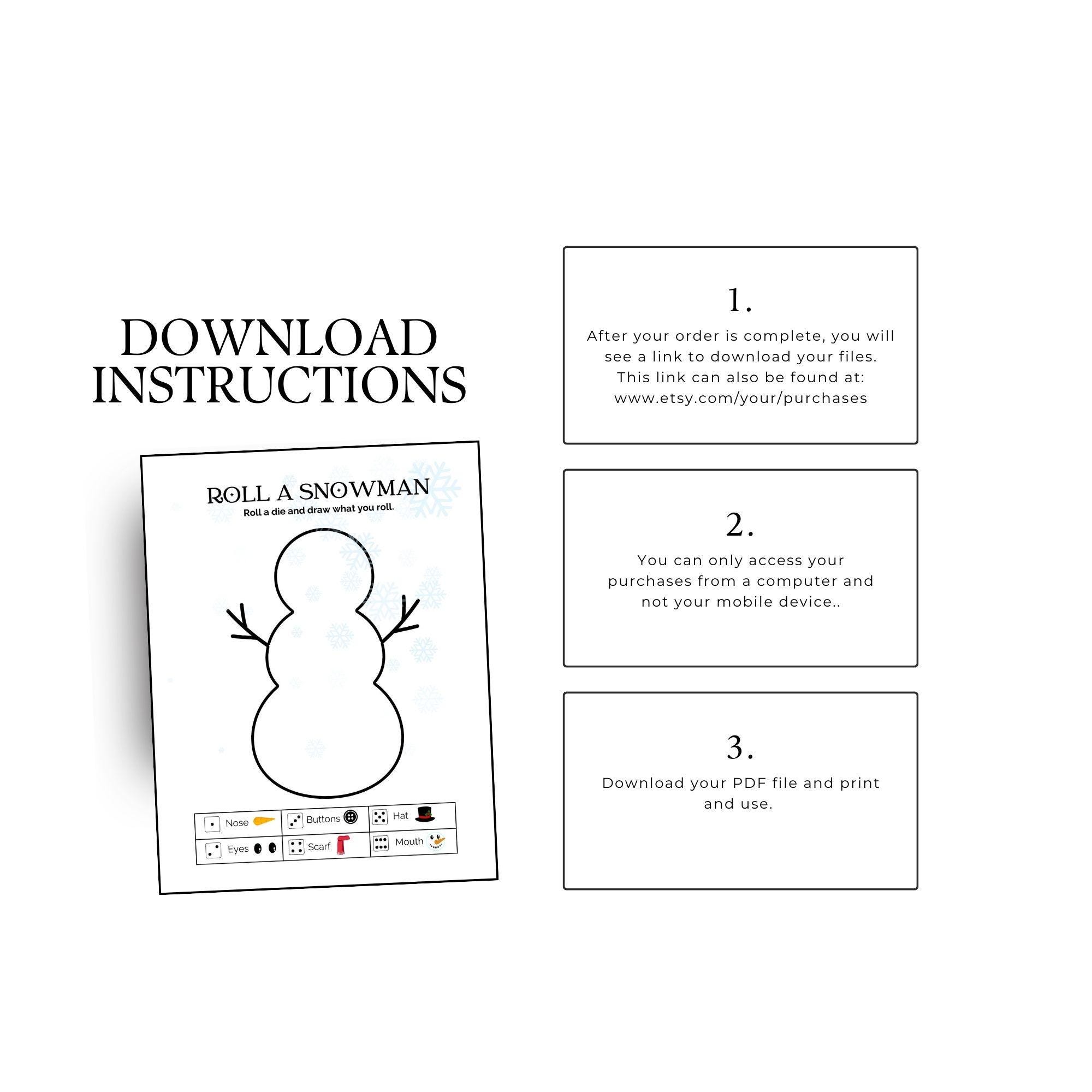 Roll a Snowman Dice Game for Kids - Printable and Downloadable! - Etsy