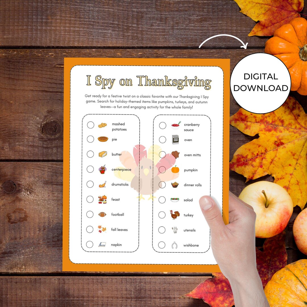 Thanksgiving I Spy Game for Kids - Printable Fun! | Instant Download - Etsy