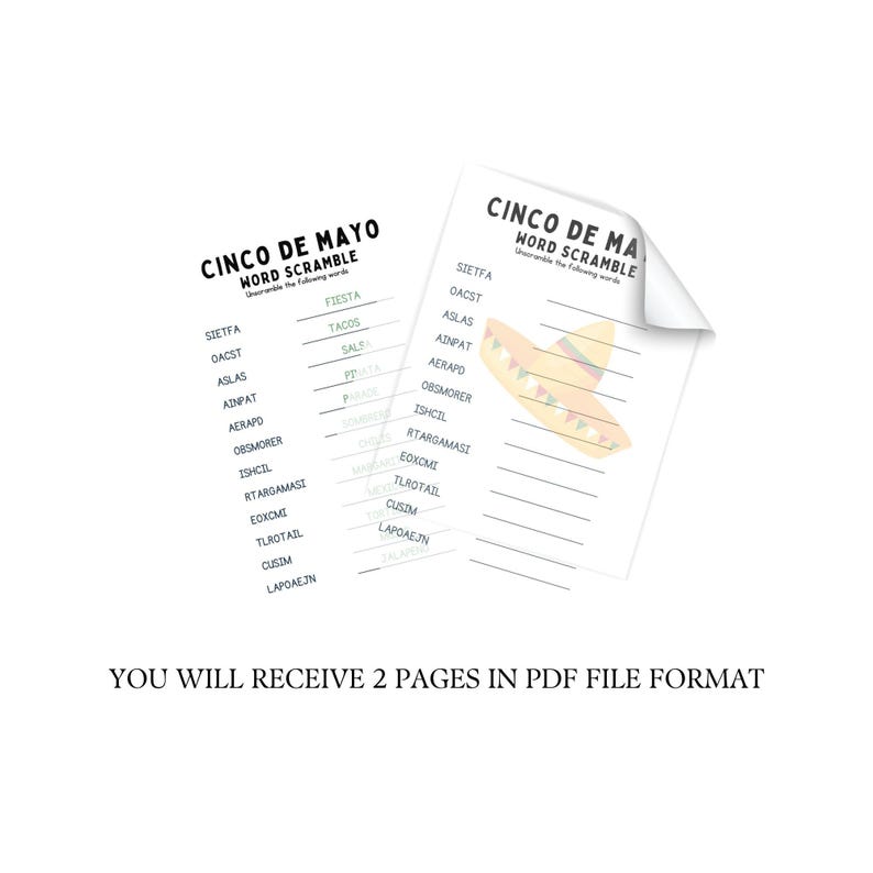 Cinco De Mayo Word Scramble Game for Kids | Fun Printable Activity - Etsy