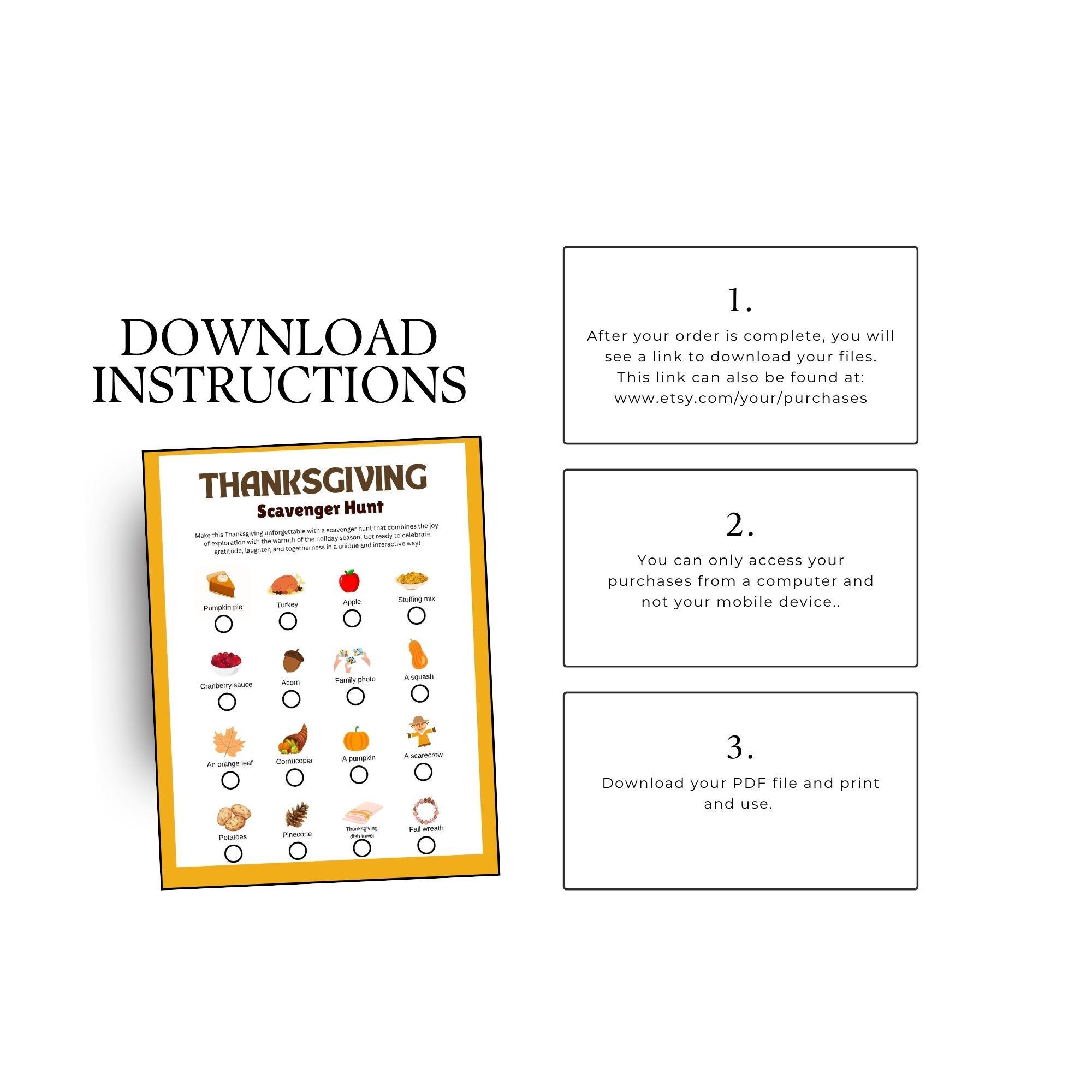 Thanksgiving Scavenger Hunt for Kids | Thanksgiving Party Game - Etsy