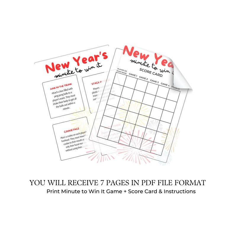 New Year's Printable Minute It to Win It Game | Downloadable New Year's ...