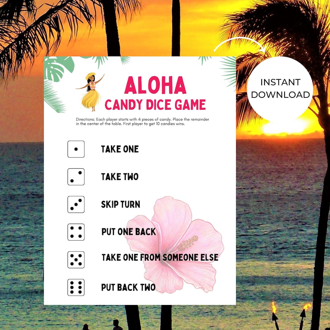 Aloha Candy Dice Game | Fun for Summer & Hawaiian Themed Parties ...