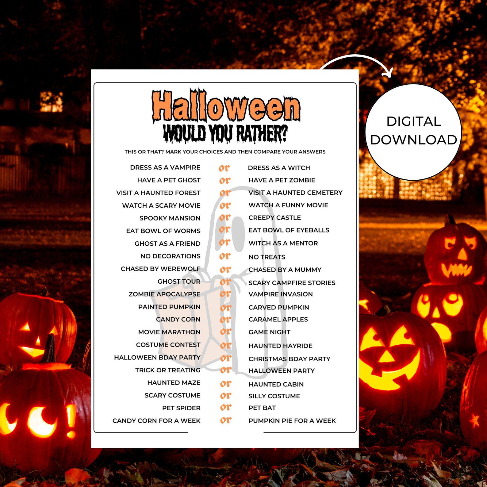 Halloween Would You Rather Game for Kids - Etsy