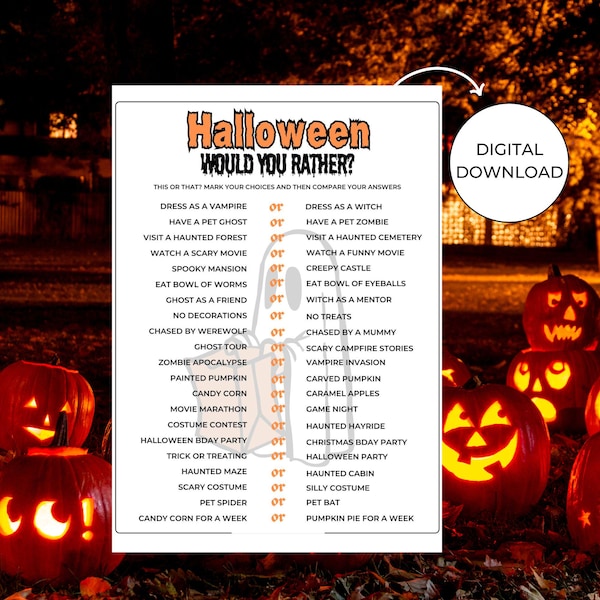 Halloween Would You Rather Game for Kids - Etsy