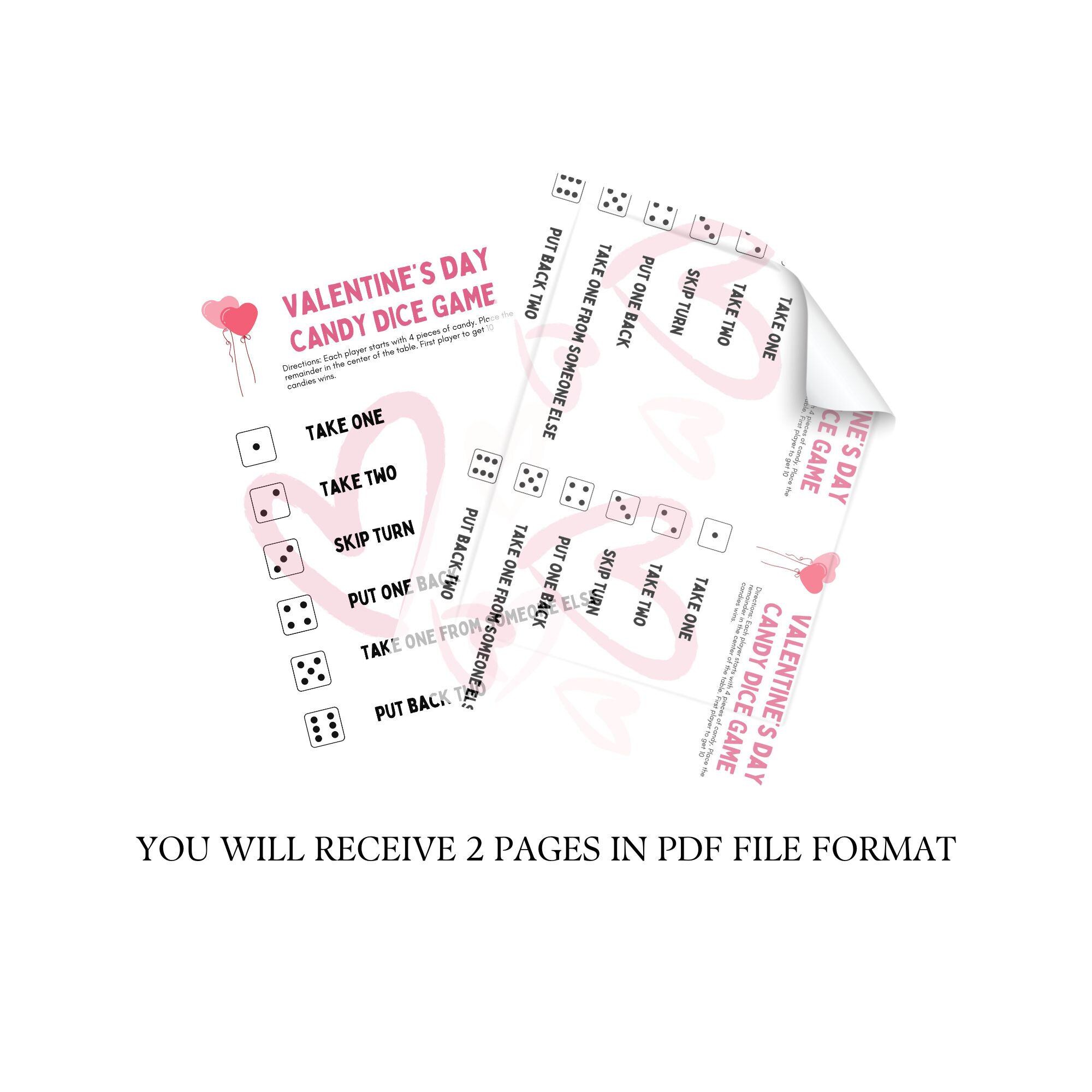 Valentine's Day Candy Dice Game for Kids | Perfect for Parties! - Etsy