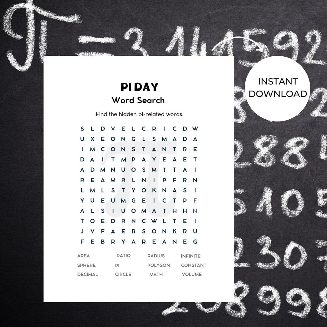 Pi Day Word Search for Kids | Fun & Educational Printable Math Activity ...