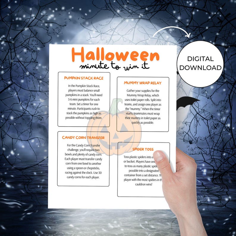 Halloween Minute to Win It Games for Kids | Halloween Party Printable ...