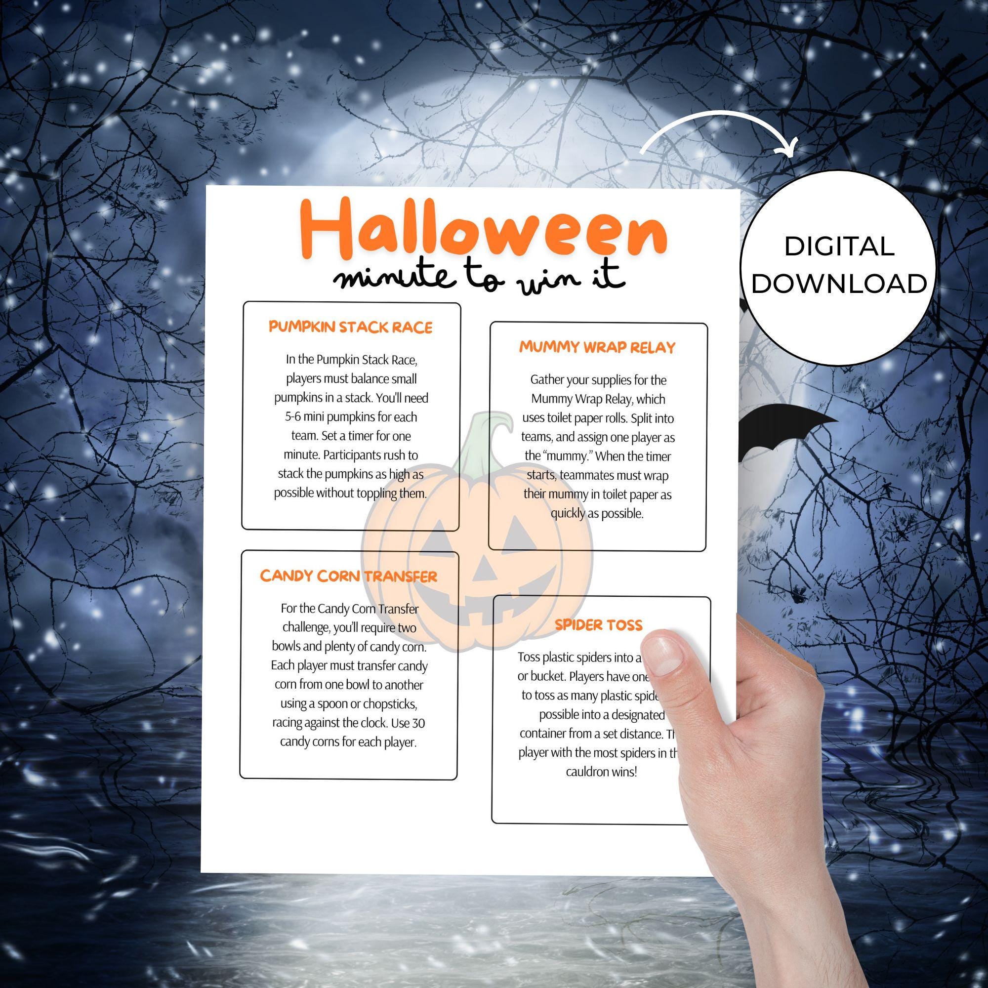 Halloween Minute to Win It Games for Kids | Halloween Party Printable ...
