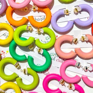 Super Cute Mini Colorful Hoops, Mid-size Pop of Color Earrings ...