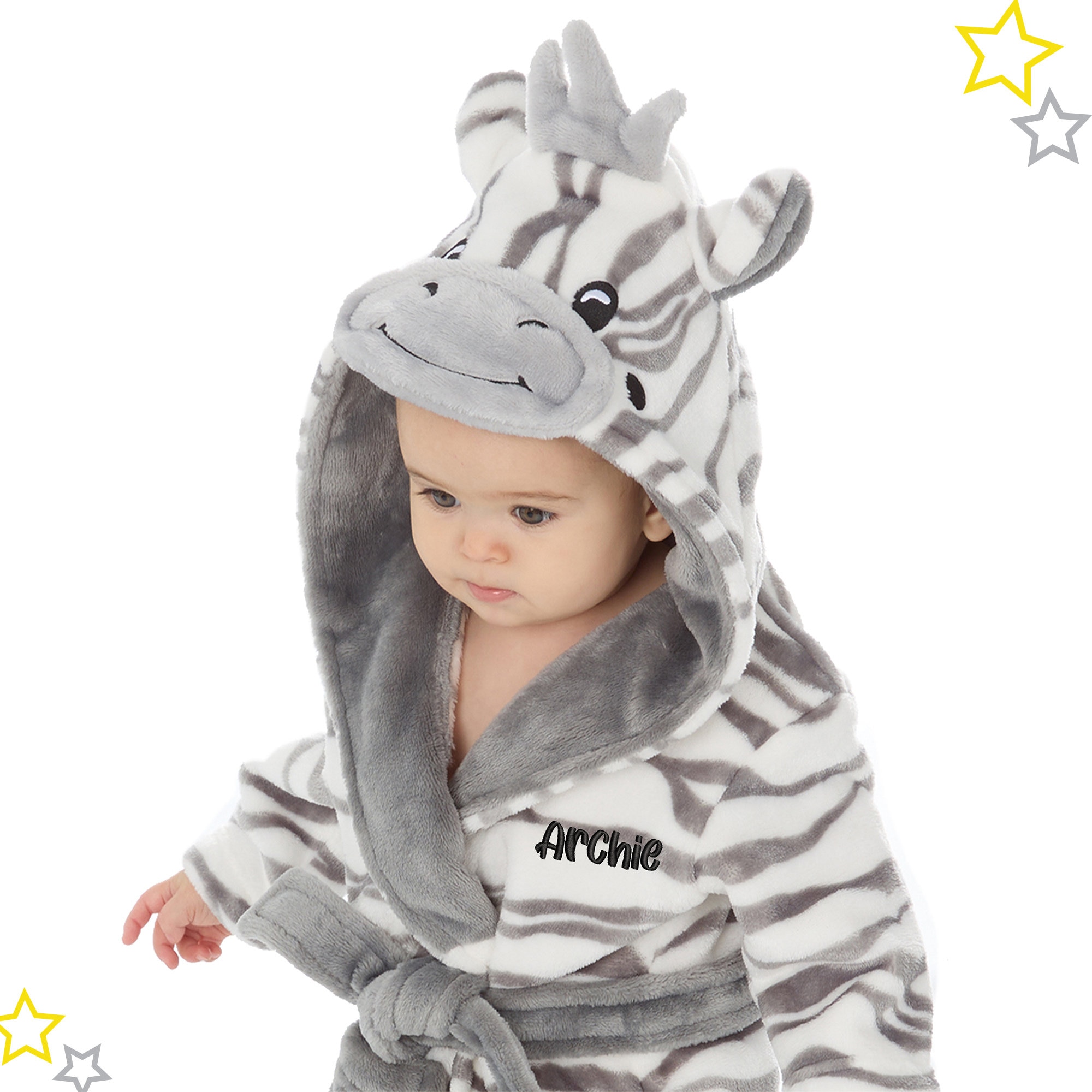 Personalised Baby Girl Boy Newborn Robe Animal Hooded Cute Baby Shower ...