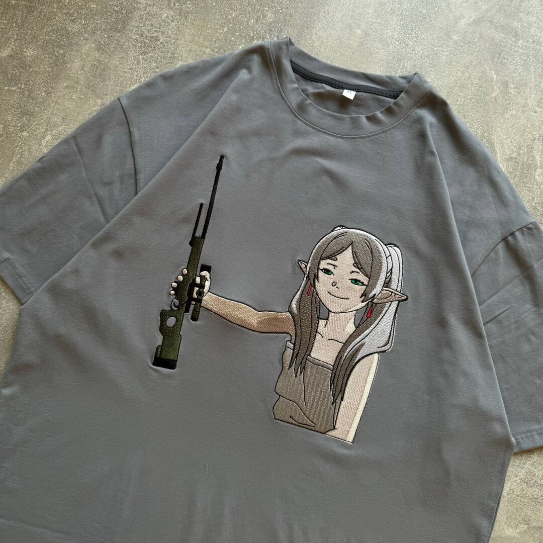 Oversize T-shirt With Embroidery Anime and AWP - Etsy