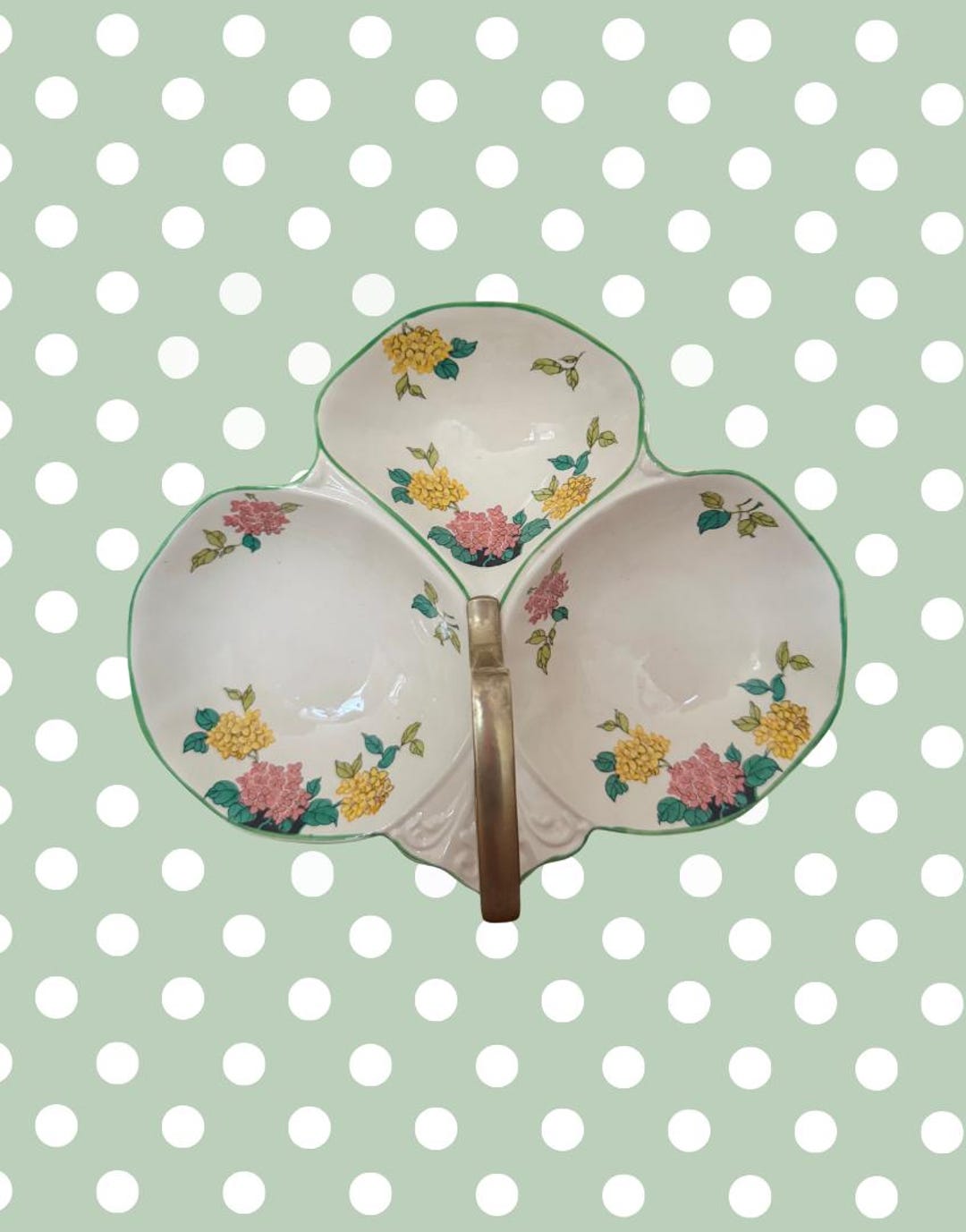 Vintage Flosmaron England Floral Serving Dish | Hand-painted Pink ...