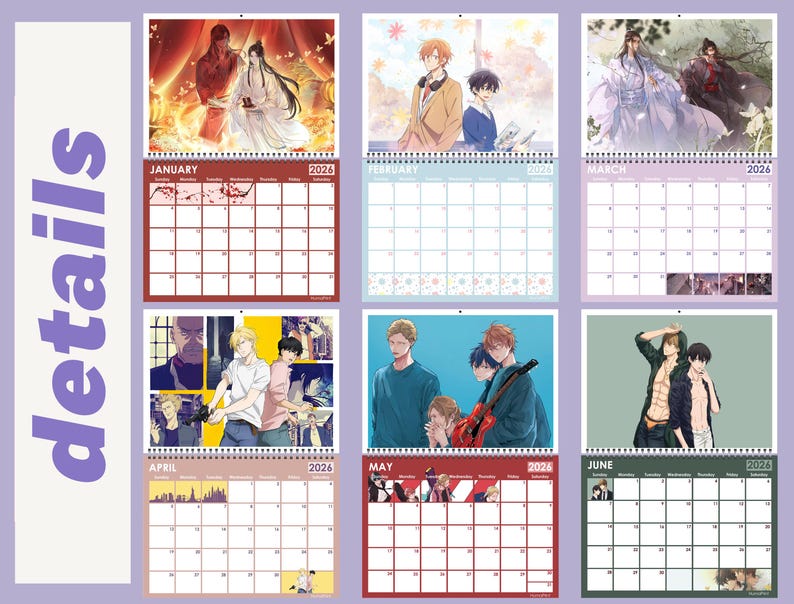 YAOI BL 2026 Wall Calendar | Anime BL Manhwa Characters | Boy Love ...