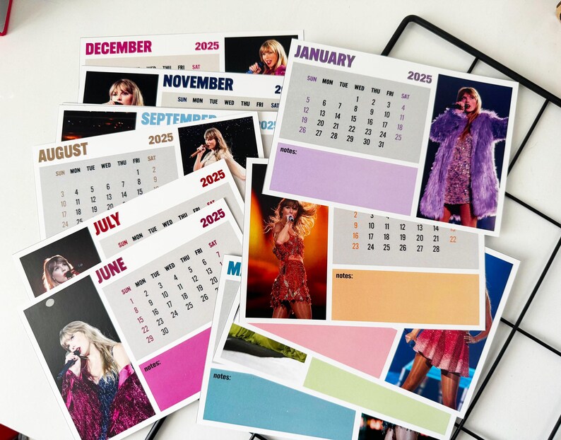 Taylor Swift 2025 Calendar Eras Tour Aesthetic Desk Calendar With ...
