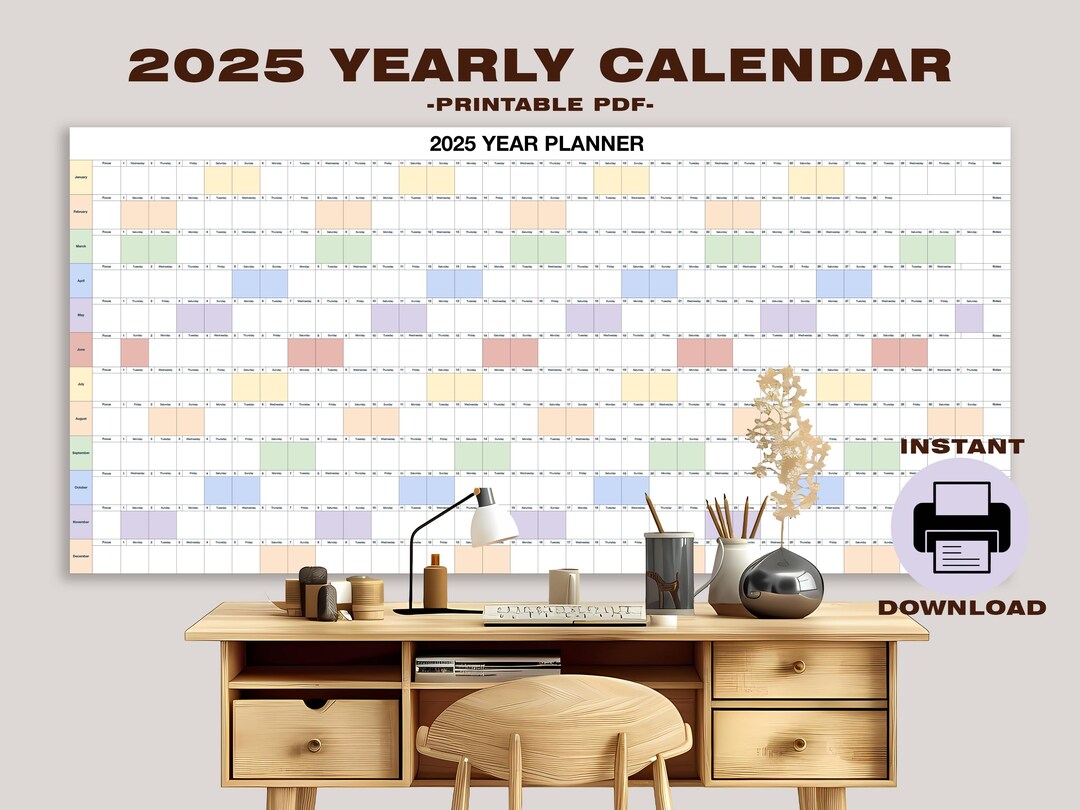 Giant 2025 Year Wall Planner | Printable Calendar | Yearly Planner ...