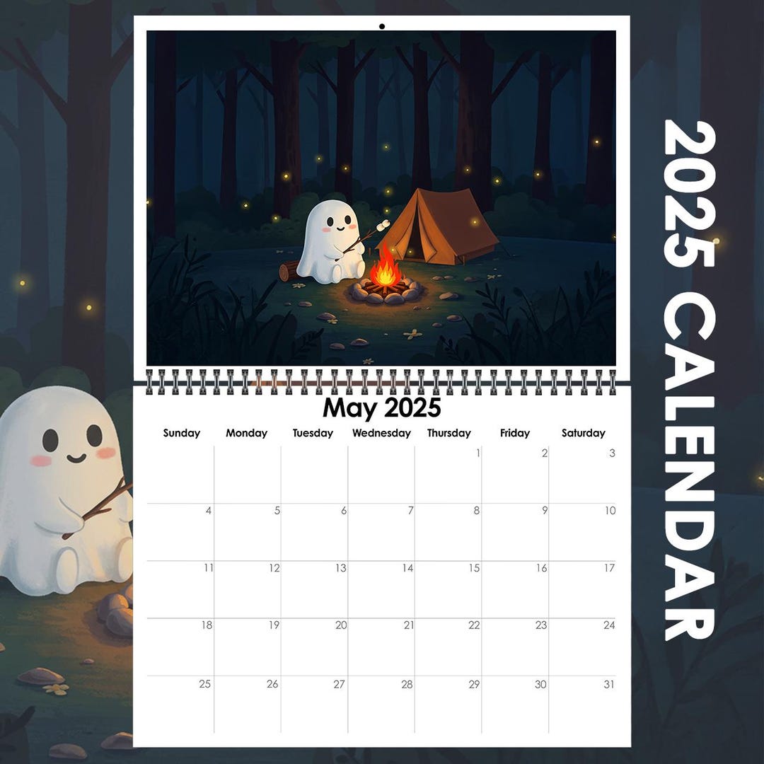 2025 Cute Ghost Wall Calendar | Monthly Calendar | Spooky Aesthetic ...