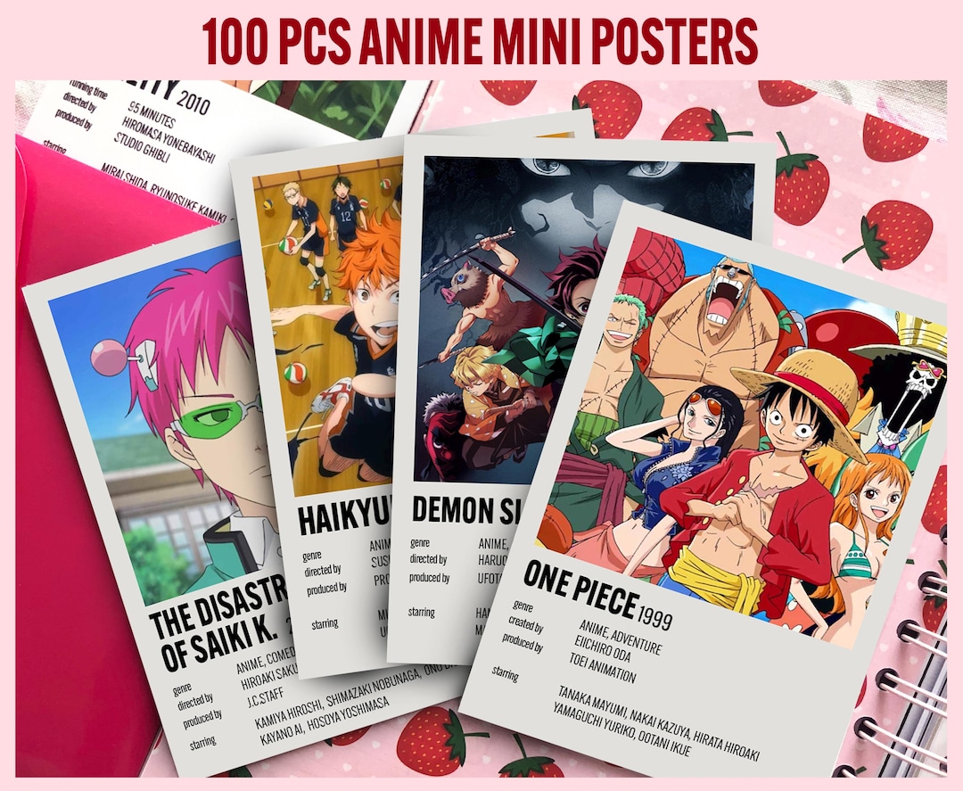 100 PCS Set of Anime Print Aesthetic Personalized Mini Posters Pack ...