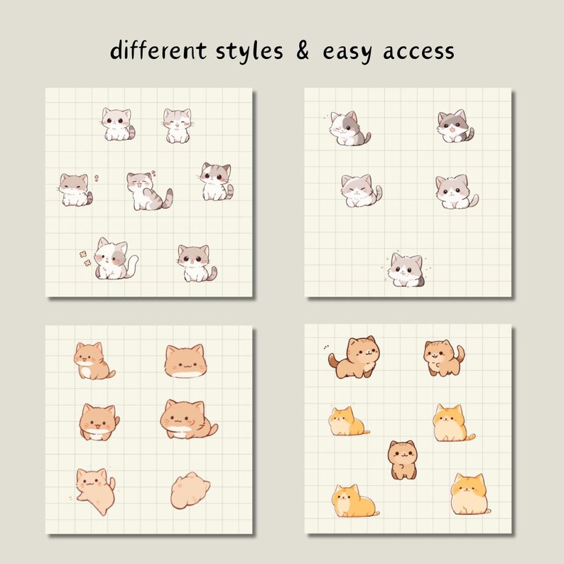 120+ Cute Cat Digital Stickers PNG Bundle Goodnotes Planner Sticker ...